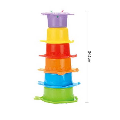 물고기 모양의 물 쌓기 컵 어린이 목욕 욕실 장난감 물 놀이 모래 젠가 소년 소녀 장난감 6 개 수영장 및 물놀이