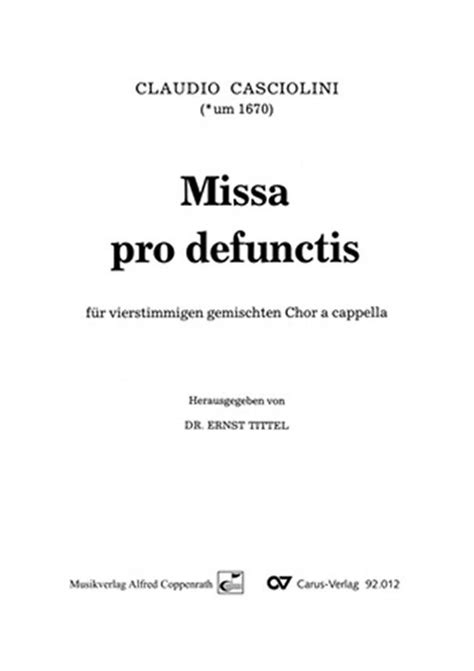 Missa pro defunctis (Claudio Casciolini) » Sheet Music for Mixed Choir ...