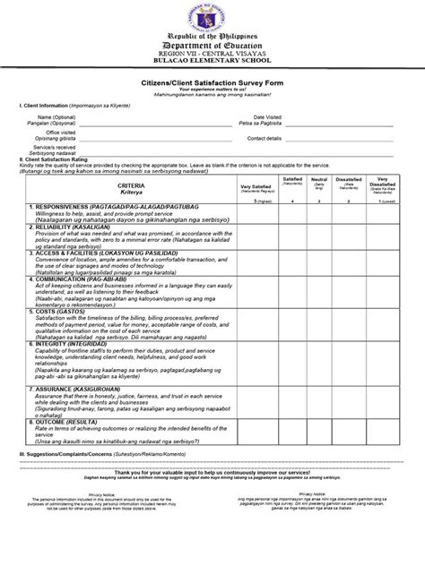 Client Survey Form A4 Pdf Business