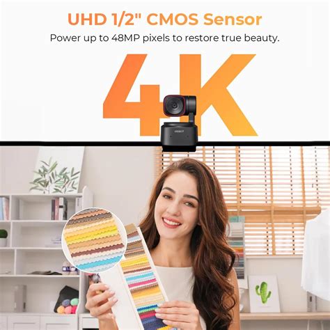 Obsbot Tiny 2 Lite 4k 웹캠 Pc용 12인치 센서가 탑재된 Ai 추적 Ptz 스트리밍 카메라 제스처