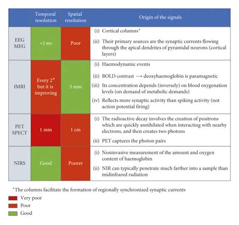 Temporal Resolution Spatial Resolution And Origin Of The Signals Of