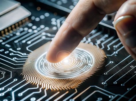 Secure Digital Fingerprint Verification On Circuitry Concept Circuitry Design Premium Ai