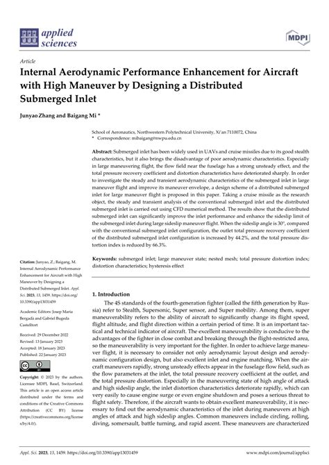 Pdf Internal Aerodynamic Performance Enhancement For Aircraft With High Maneuver By Designing