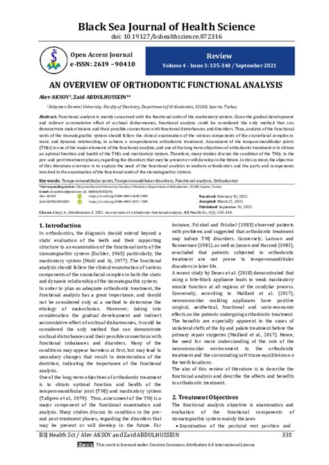 Pdf An Overview Of Orthodontic Functional Analysis