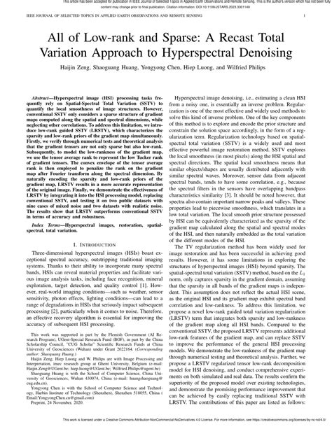 Pdf All Of Low Rank And Sparse A Recast Total Variation Approach To Hyperspectral Denoising