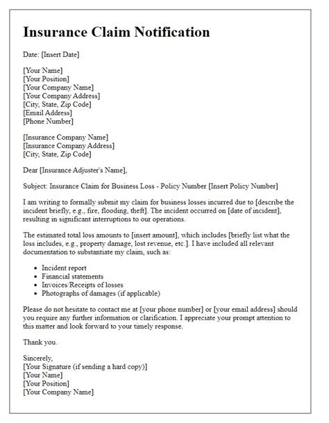Letter Template For Insurance Claim Submission Free Samples In Pdf