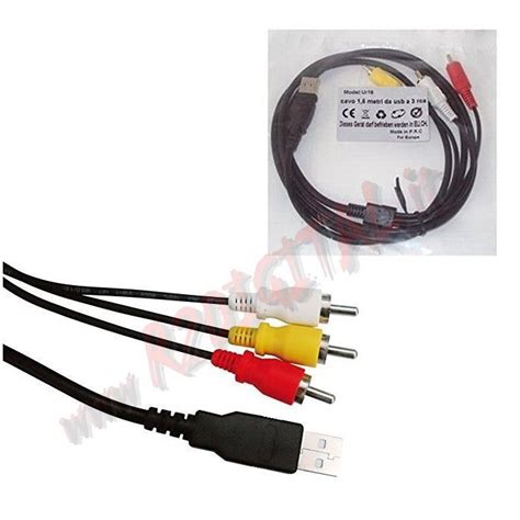 CAVO ADATTATORE COMPOSITO CONVERTITORE Da USB MASCHIO A RCA AUDIO VIDEO BIANCO ROSSO GIALLO