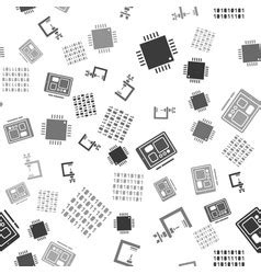 Set Processor With Microcircuits Cpu Microscope Vector Image