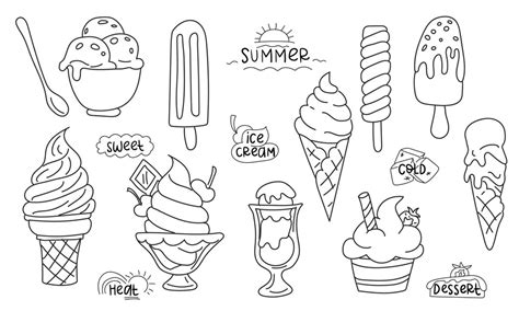 Premium Vector A Set Of Handdrawn Doodles And Colored Spots With Various Ice Cream Waffle Cone