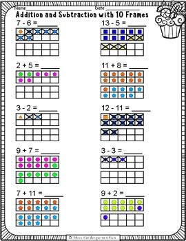 Addition And Subtraction Using Ten Frames Practice Worksheets By Book Rabbit