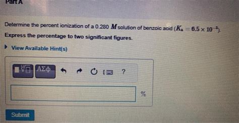 Determine The Percent Ionization Of A 0 280m Solution