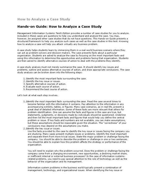 Case Study Analysis Framework Guide Pdf Career And Growth