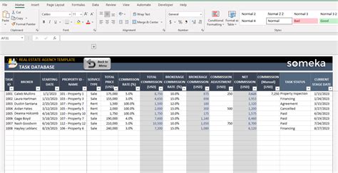 Real Estate Agency Excel Template Agent Performance Tracker