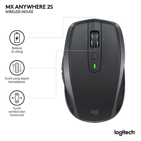 Jual Logitech Mx Anywhere 2s Mouse Wireless Bluetooth Rechargeable
