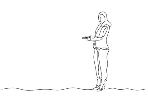 Premium Vector Continuous Line Drawing Of Woman Business Presentation