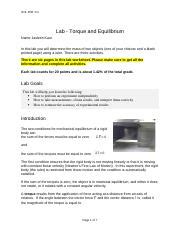 Understanding Torque And Equilibrium In Physics Lab Experiment Course Hero