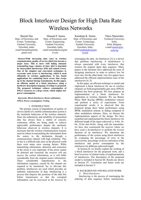Pdf Block Interleaver Design For High Data Rate Wireless Networks