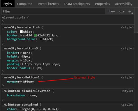 Javascript Styles Being Overwritten By Material Ui Style Stack Overflow