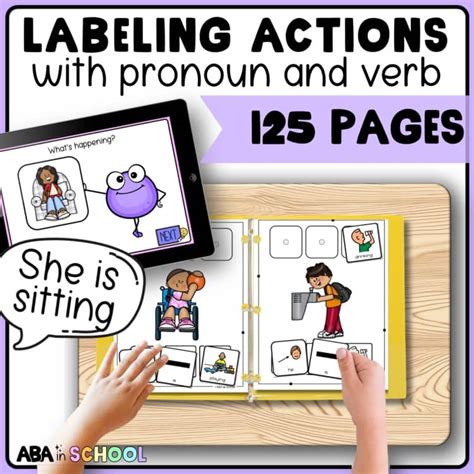 Labeling Action Pictures For Speech Therapy And Aba With Pronoun And