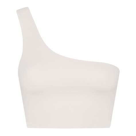 Girlfriend Collective One Shoulder Bianca Bra In Ivory Fuelshop