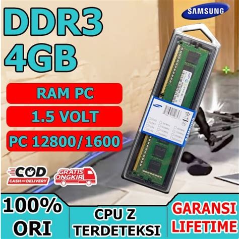 Jual Ram Memory Pc Ddr3 4gb 12800u Merk Samsung Memory Longdim Ddr3