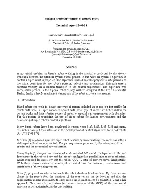 Pdf Walking Trajectory Control Of A Biped Robot Dokumentips