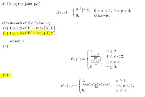 solved 3 using the joint pdf f x y {56x3 2xy 0 0