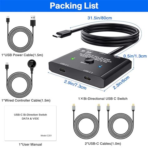 Aoocoo Usb C Switch 2 In 1 Out 1 In 2 Out Bi Directional India Ubuy