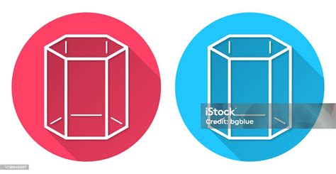 3d 다각형 빨간색 또는 파란색 배경에 긴 그림자가 있는 둥근 아이콘 2차 도형에 대한 스톡 벡터 아트 및 기타 이미지 2차 도형 3차원 형태 개념 Istock