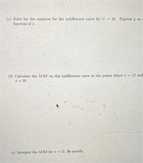solved 1 assume that a consumer has utility function