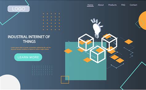 사물의 산업 인터넷 방문 페이지 템플릿 디지털 기술을 이용한 새로운 비즈니스 아이디어 감지기에 대한 스톡 벡터 아트 및 기타 이미지 감지기 개념 공급망 Istock