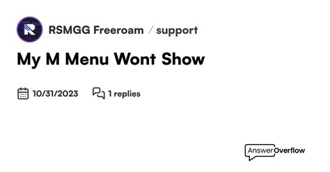 My M Menu Wont Show Rsmgg