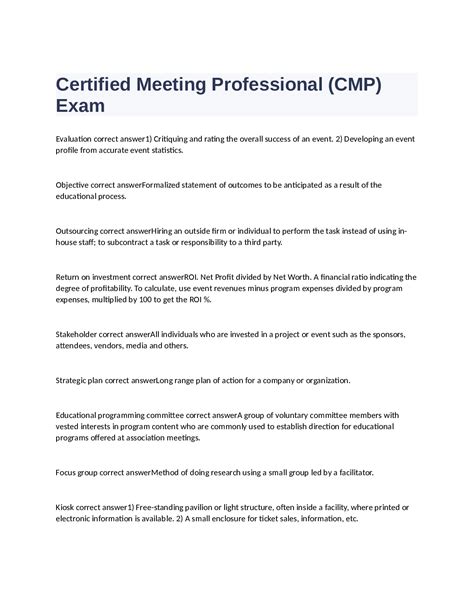Certified Meeting Professional CMP Exam With 100 Correct Answers 2024 DocMerit