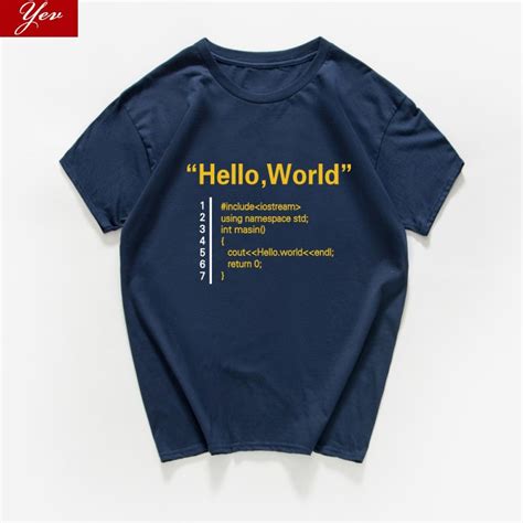 Helloworld ตลก T เสื้อผู้ชาย Programmer เสื้อยืดลาย Casual Aethetic Tshirt ฤดูร้อนผู้ชายเสื้อ