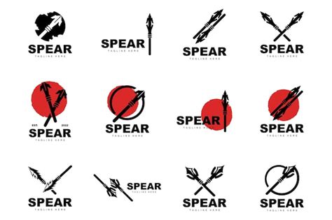 창 로고 장거리 던지는 무기 대상 아이콘 디자인 제품 및 회사 브랜드 아이콘 그림 프리미엄 벡터