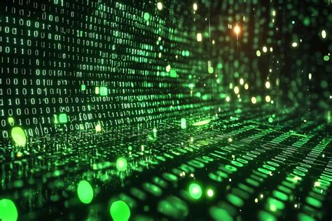 Green Dark Binary Code With Data Streaming Background Created With Generative Ai Premium Ai