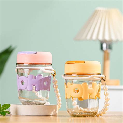 350ml Cute Cartoon Glass Fairy Milk Cup Water Cups With Graduated Straw