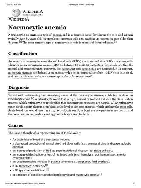 Normocytic Anemia Wikipedia Pdf