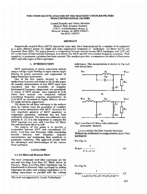 The Comparative Analysis Of The Magnetic Coupled Filters With Conventional Filters Ieee