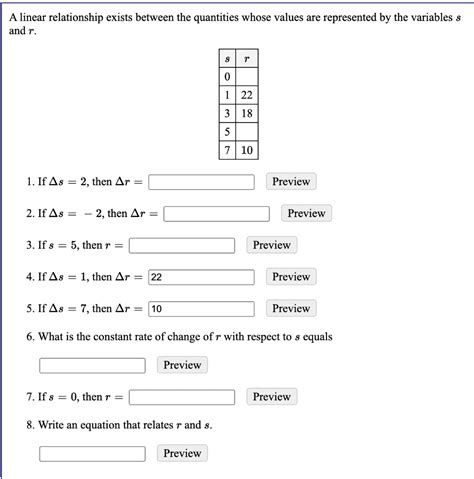 Solved A Linear Relationship Exists Between The Quantities Chegg Com