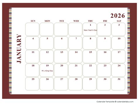 2026 Calendar Template Free Download