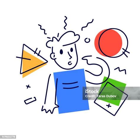 사려 깊은 추상적 인 성격은 문제를 해결합니다 생각과 기하학적 형태 남자는 손가락으로 가리킨다 사람들에 대한 스톡 벡터 아트 및 기타 이미지 Istock