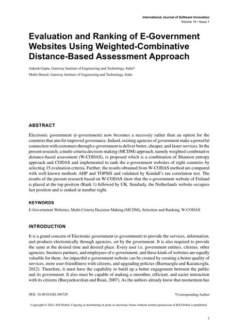 Pdf Evaluation And Ranking Of E Government Websites Using Weighted