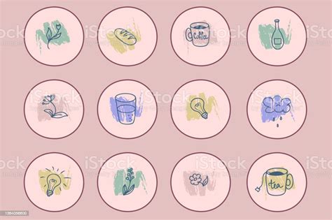 손으로 그린 음료 더 많은 물 테마 스티커 컬렉션 스토리 하이라이트 포스터 및 인쇄에 적합합니다 장식과 디자인을위한 낙서 벡터 일러스트레이션 0명에 대한 스톡 벡터 아트 및