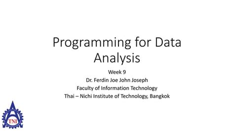 Week 9 Programming For Data Analysis Ppt