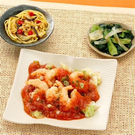 エビのチリソース｜カロリーや塩分を考えた宅配弁当・冷凍食品「おまかせ健康三彩」