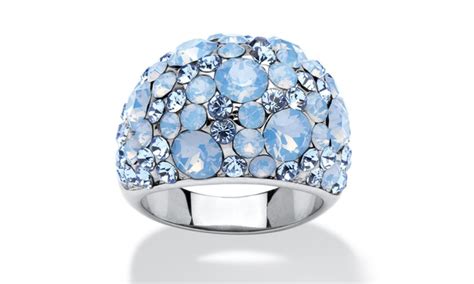Blue Crystal Ring Made With Swarovski Elements Groupon
