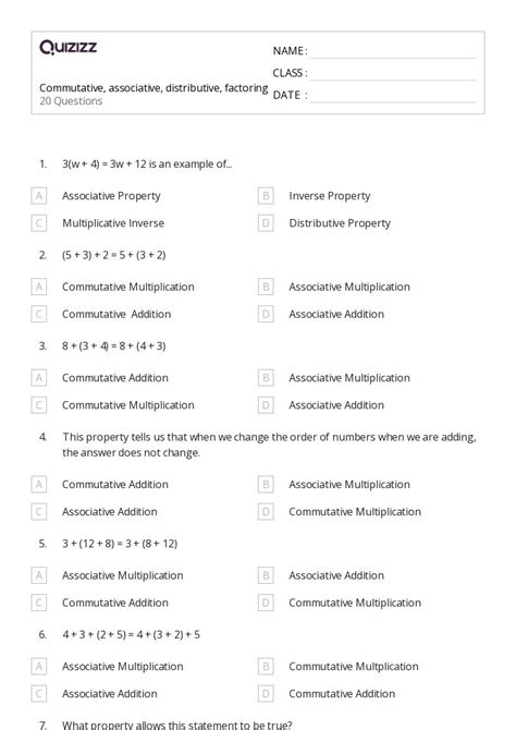 50 Associative Property Of Multiplication Worksheets For Kindergarten