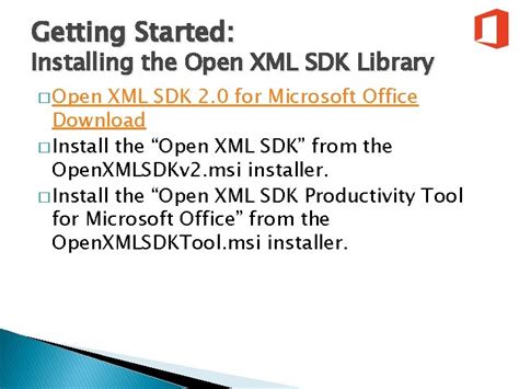 Open XML SDK For Microsoft Office Learn How