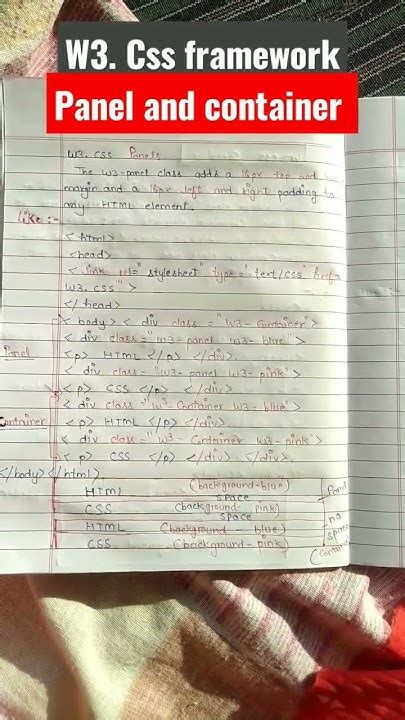 W3css Framework Panel And Container😊😉 Youtubeshorts Trendingshorts